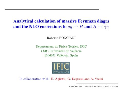 Ppt Analytical Calculation Of Massive Feynman Diagrs And The Nlo