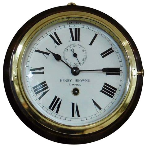 Small Brass Ships Clock By Henry Browne London For Sale At 1stdibs