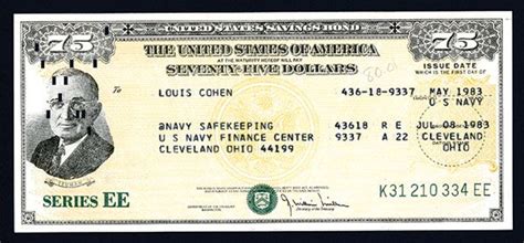 Us Savings Bond 1983 Series Ee 75 Denomination With Truman