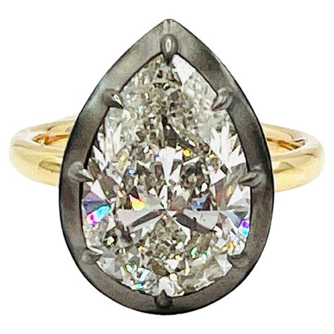 Gia White Diamond Pear Shape Solitaire Ring In 18k Yellow Gold And