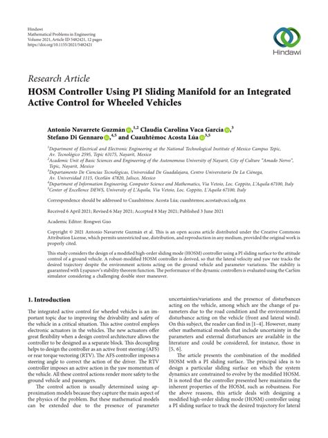 Pdf Hosm Controller Using Pi Sliding Manifold For An Integrated