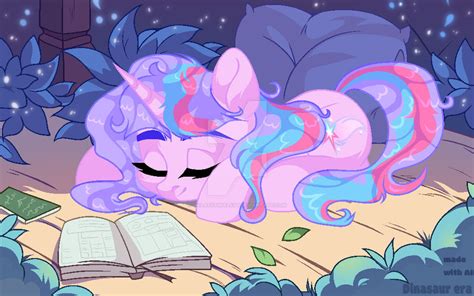 Mlp Galaxy Moonlight Sleeping While Reading By Galaxyswirlsyt On