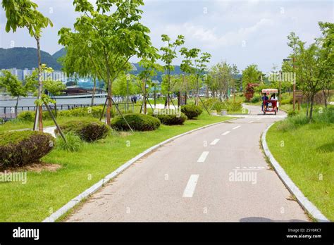 Sejong City South Korea May 26 2021 A Scenic Cycling Path Winds
