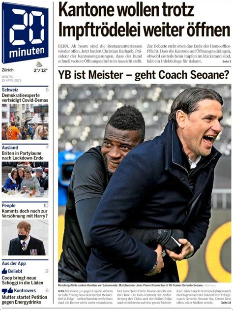 Journal 20minuten Zürich Suisse Les Unes Des Journaux De Suisse