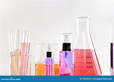 Scientific Laboratory Experimental Glassware With Clear Color Solution