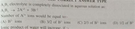 Mathrm A 2 Mathrm ~b 3 Electrolyte Is Completely Diss