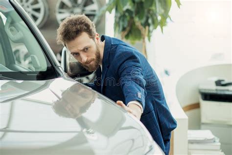 Young Guy Stroking A New Car Stock Image Image Of Careful Luxury 172753523