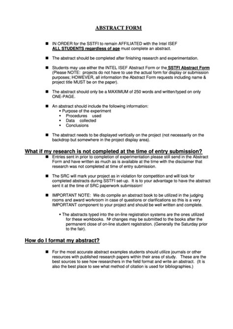 Abstract Form Writing An Abstract Examples Printable Pdf Download