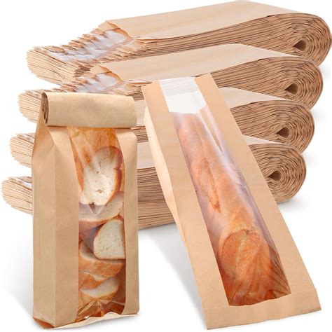 100 Pieces Paper Bread Bag With Window For Homemade Bread