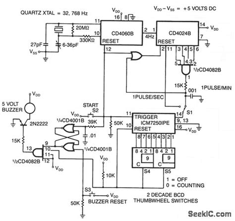CMOS PRECISION PROGRAMMABLE LABORATORY TIMER Measuring And Test Circuit Circuit Diagram