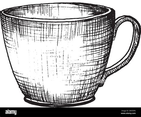 Vector Graphic Illustration Of A Handmade Cup For Tea Or Coffee Black