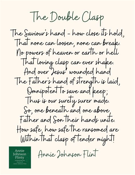Printable Poem Annie Johnson Flint The Double Clasp Cream