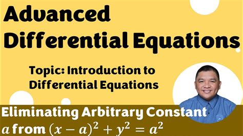 Eliminating Arbitrary Constant 𝒂 From 𝒙−𝒂𝟐 𝒚𝟐 𝒂𝟐 Ii