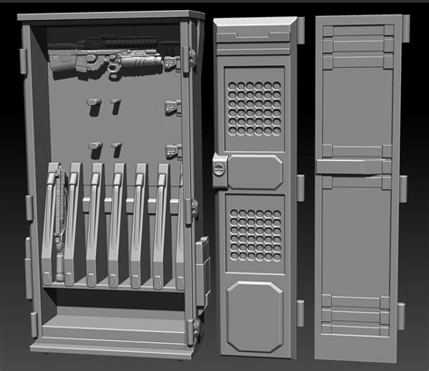 Scifi Weapons Locker And Guns 3d Model 3d Printable Cgtrader