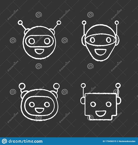 Chatbots Chalk Icons Set Stock Vector Illustration Of Learning 175456515
