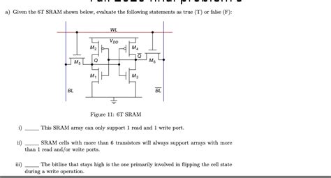 Solved A Given The 6t Sram Shown Below Evaluate The