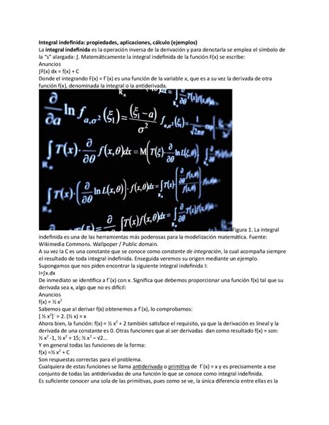 Integral Indefinida Propiedades Aplicaciones Y Cálculo Ejemplos