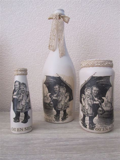 Flessen Met Gesso En Servet Fles Knutselen Flessen Decoratie Flessen Versieren
