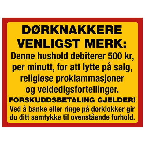 Dörrförsäljare Skylt Dörrknackare Notera Gul Röd Happyprint
