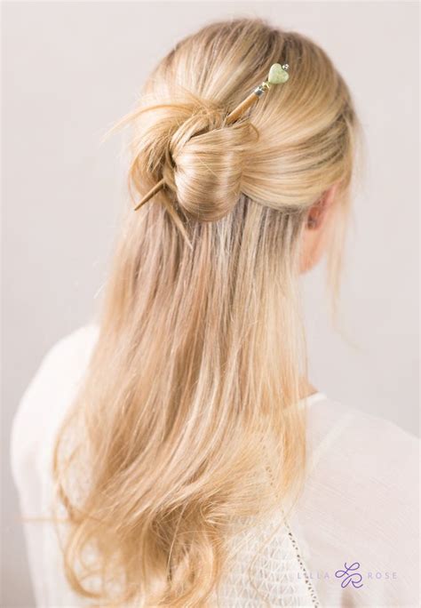 Half Up Bun With A Lr Hair Stick Simple And Beautiful Half Up Hair