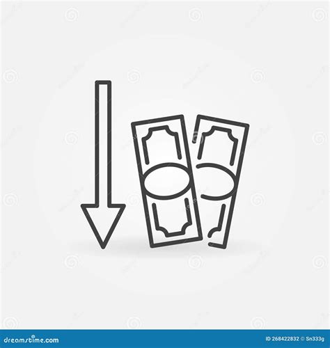 Money Value With Down Arrow Vector Devaluation Concept Thin Line Icon Stock Vector