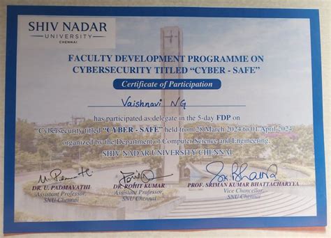 vaishnavi ng on linkedin cybersecurity snu facultydevelopmentprogramme