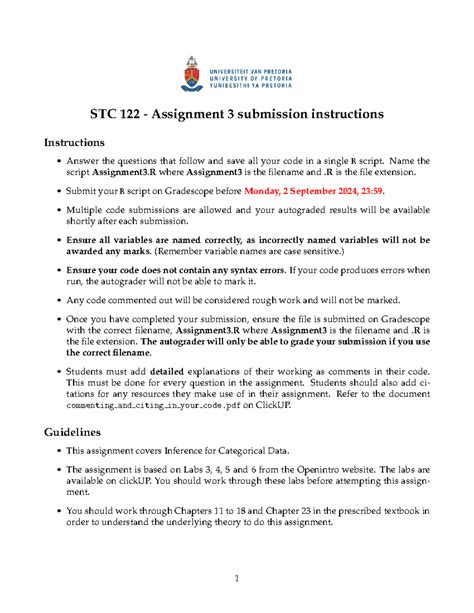 Stc 122 Assignment 3 Submission Instructions 2024 Updated Stc