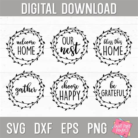 Wreath Bundle Svg Welcome Home Svg Choose Happy Svg Gather Svg Be