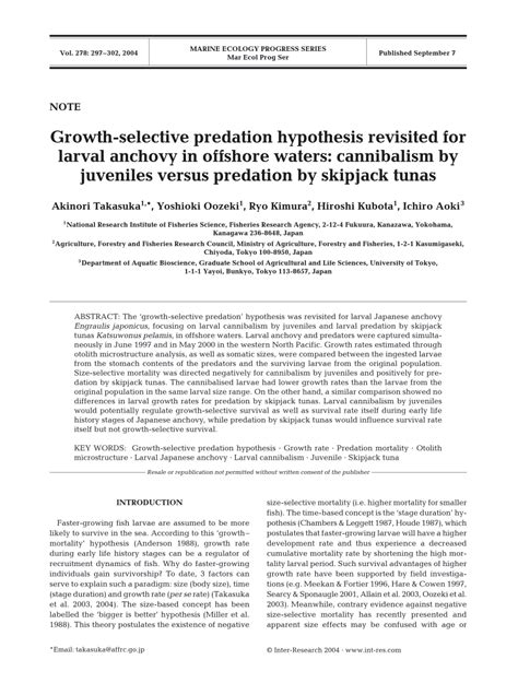 Pdf Growth Selective Predation Hypothesis Revisited For Larval
