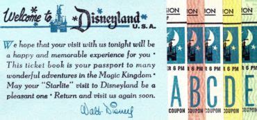 Vintage Disneyland Tickets The A B C D E Rides And Attractions At The