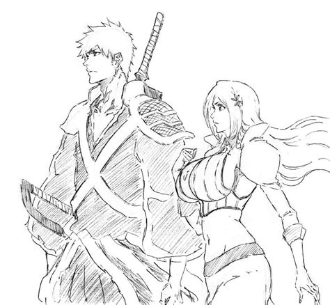 Inoue Orihime And Kurosaki Ichigo Bleach And 1 More Drawn By