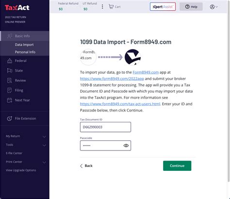 Tax Act Import