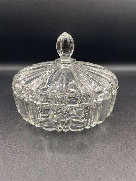 Vintage Glass Candy Dish With Lid By Anchor Hocking Old Etsy
