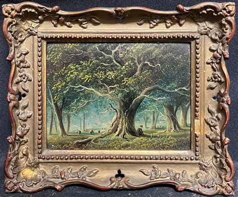 English Victorian Oil 1870s English Oil Painting Woodland Avenue Of