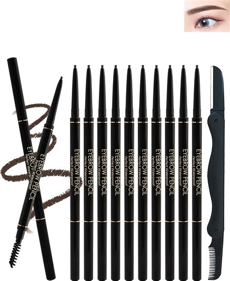 12pcs Waterproof Dark Brown Eyebrow Pencil Set