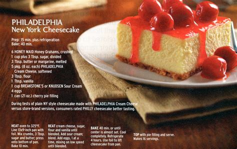 Cheesecake Recipe On Philadelphia Cream Cheese Box At Cynthia Connor Blog