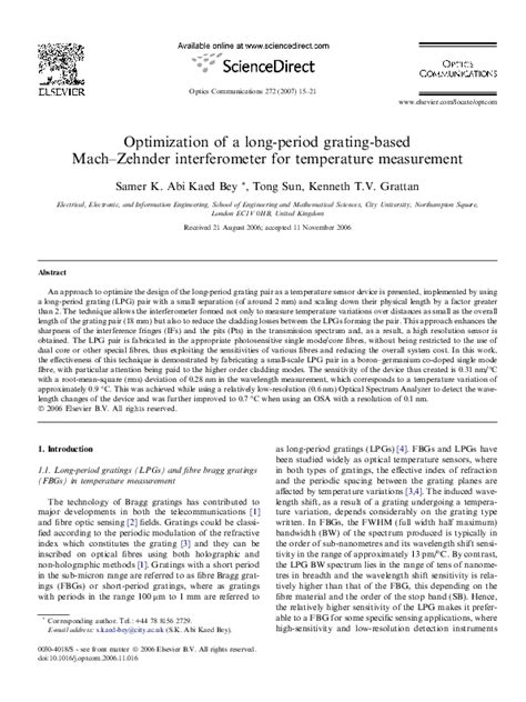 Pdf Optimization Of A Long Period Grating Based Mach Zehnder Interferometer For Temperature