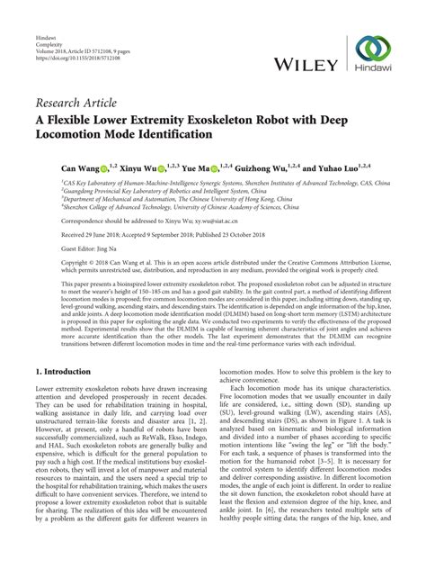 Pdf A Flexible Lower Extremity Exoskeleton Robot With Deep Locomotion