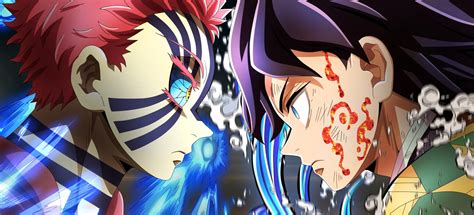 Infinity Castle Showdown — Akaza Vs Giyuu Demon Slayer 4k Wallpaper