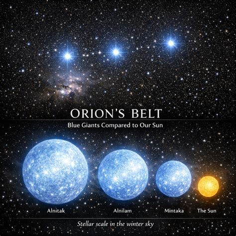 The Celestial 🌞🪐 Orions Belt — The Blue Giants Of Winter High In The