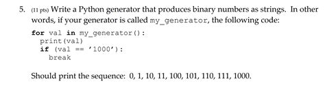 Solved 5 11 Pts Write A Python Generator That Produces