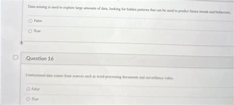 Solved Data Mining Is Used To Explore Large Amounts Of Data
