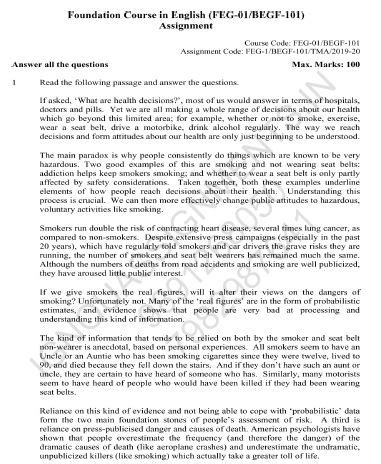 IGNOU FEG 01 BEGE 101 02 SOLVED ASSIGNMENT 2019 20 ENGLISH MEDIUM IGNOU Solved Assignment 2022