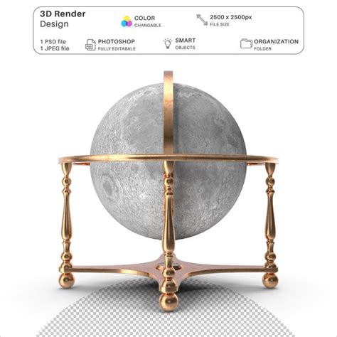 Premium Psd Globe Moon 3d Modeling Psd File Moon