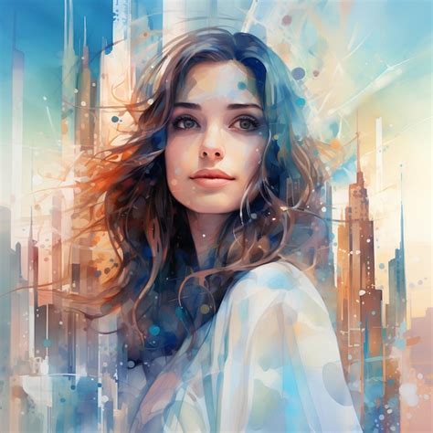 Premium Photo Abstract Design Of Ambitious Girl With Buildings In The