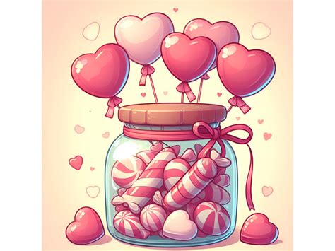 Sweet Valentines Day Candy Jar Graphic By Lineart3 · Creative Fabrica