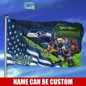 Seattle Seahawks Nfl Mascot Slogan American House Garden Flag Growkoc