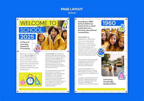 School Page Layout Template Design Free Psd