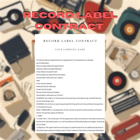 Fully Editable Music Record Label Contract Deal Three Page Pdf File Etsy