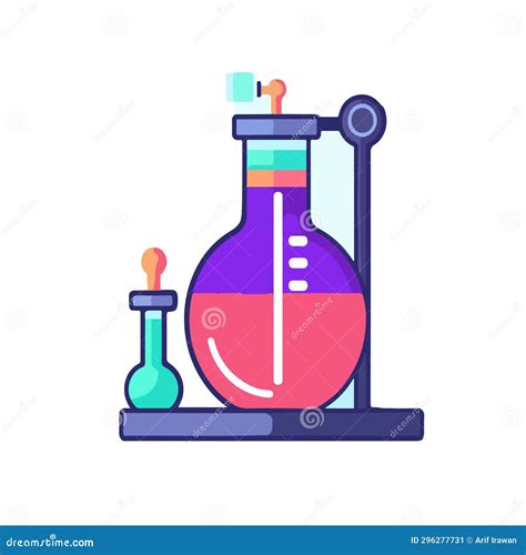 Glass Flask Experiment Lab Illustration Flat Stock Illustration